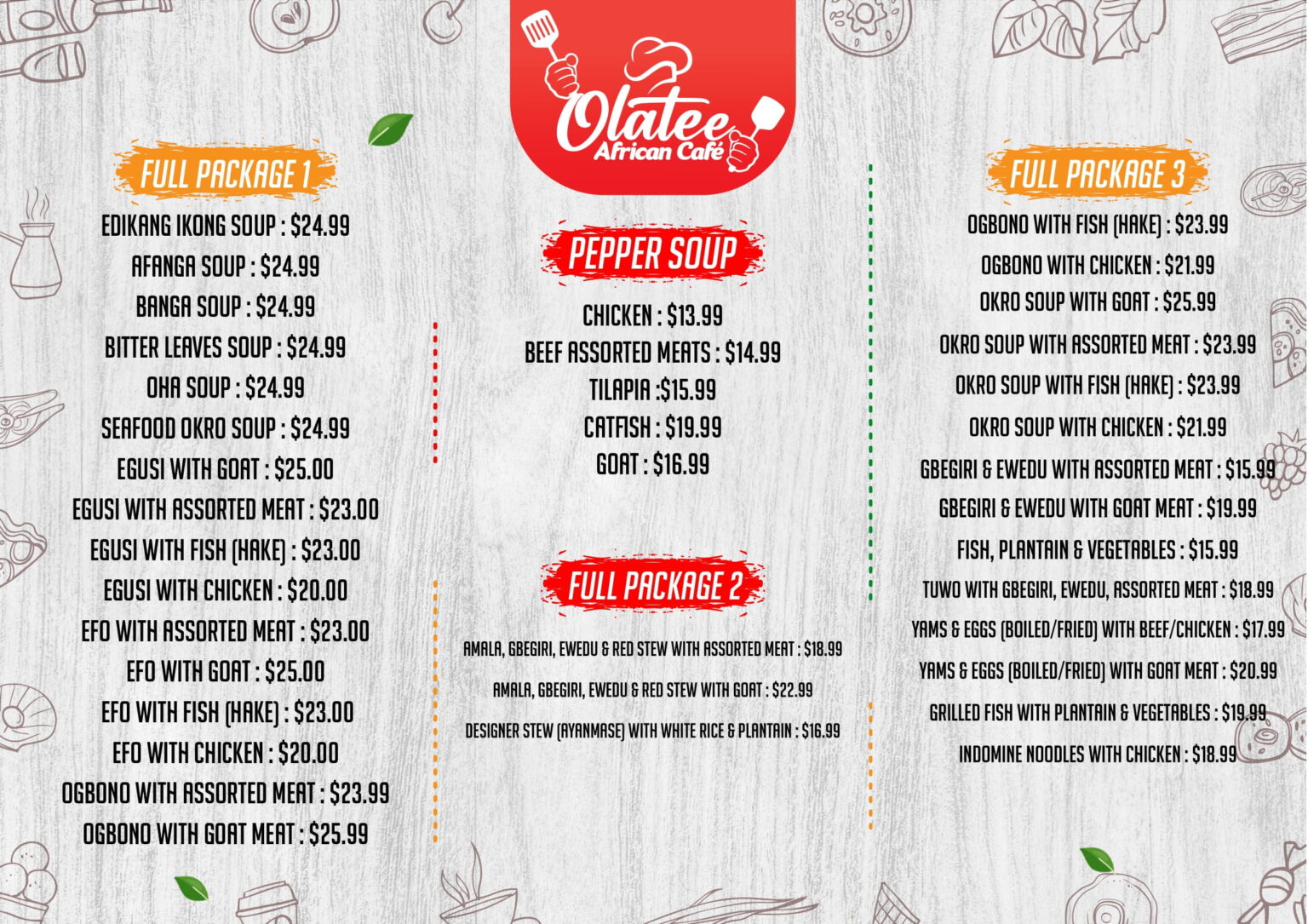 Menu – Olatee African Cafe
